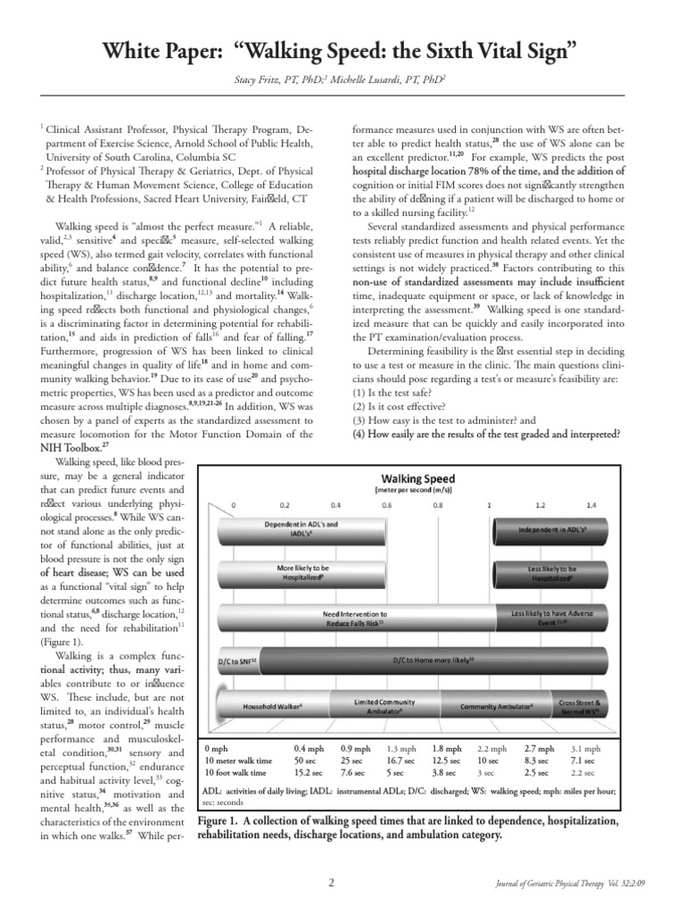 White Paper Walking Speed The Sixth Vital Sign .2 | PDF | Physical ...