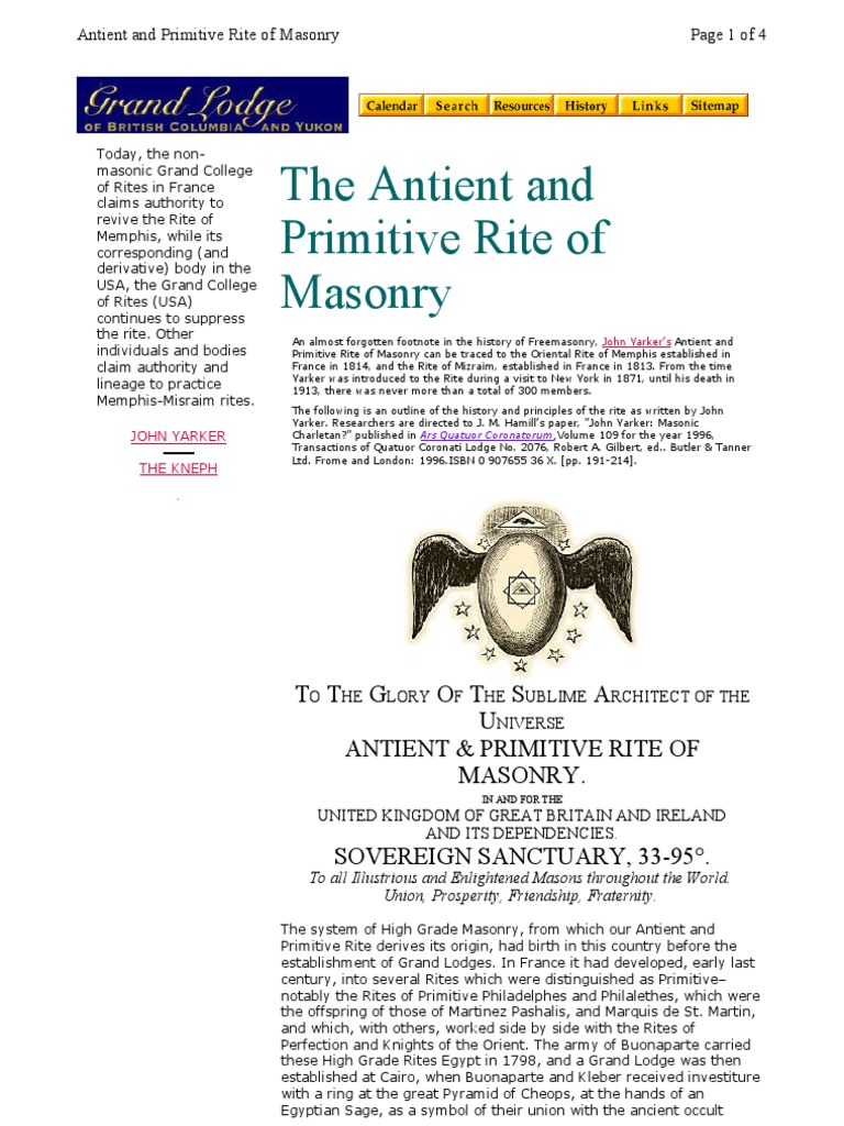 Antient and Primitive Rite of Masonry | PDF | Freemasonry | Western ...