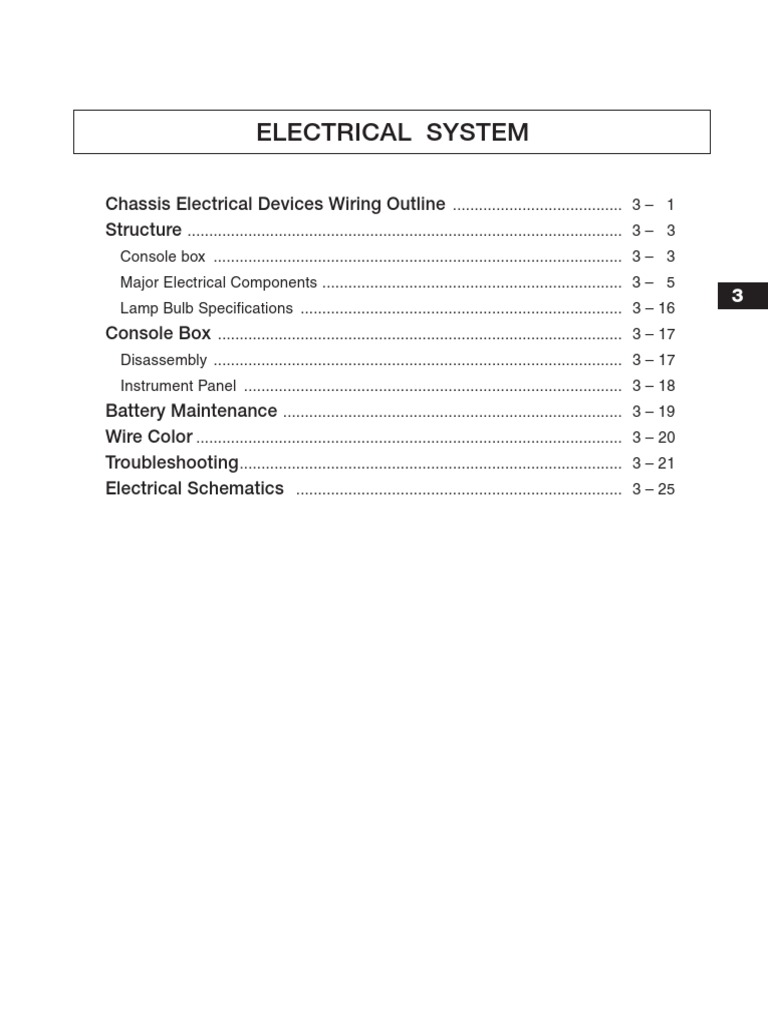 Electrical System: Chassis Electrical Devices Wiring Outline Structure ...