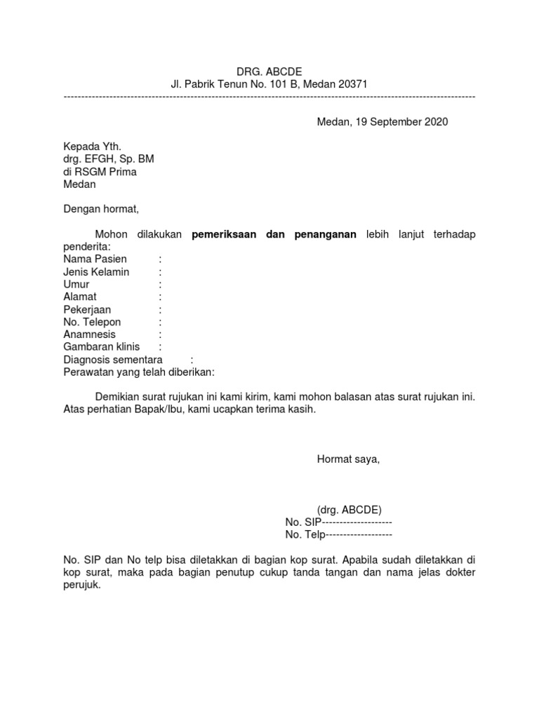 SURAT RUJUKAN PASIEN DARI PUSKESMAS KE RUMAH SAKIT | PDF