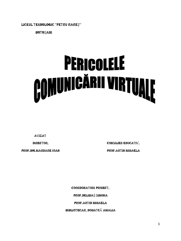Pericolele Comunicarii Virtuale | PDF