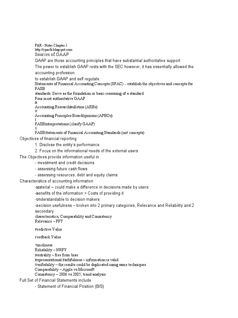 Sources of GAAP: FAR - Notes Chapter 1 | PDF | Revenue | Income Statement