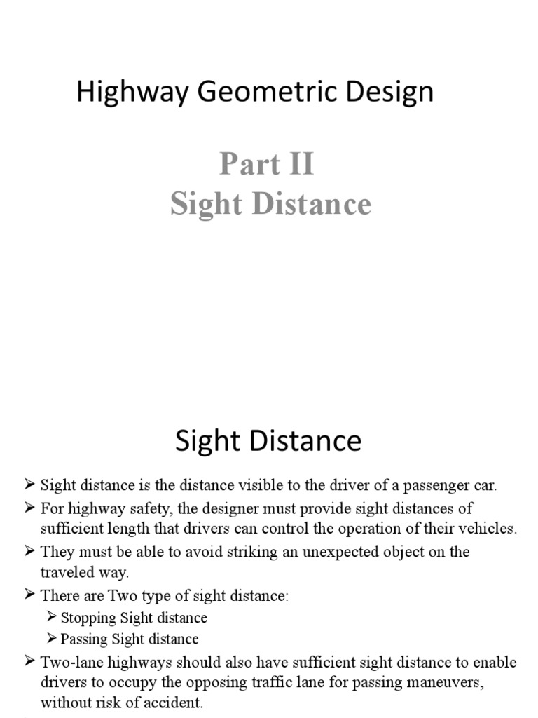 Highway Geometric Design: Sight Distance | PDF | Transportation ...