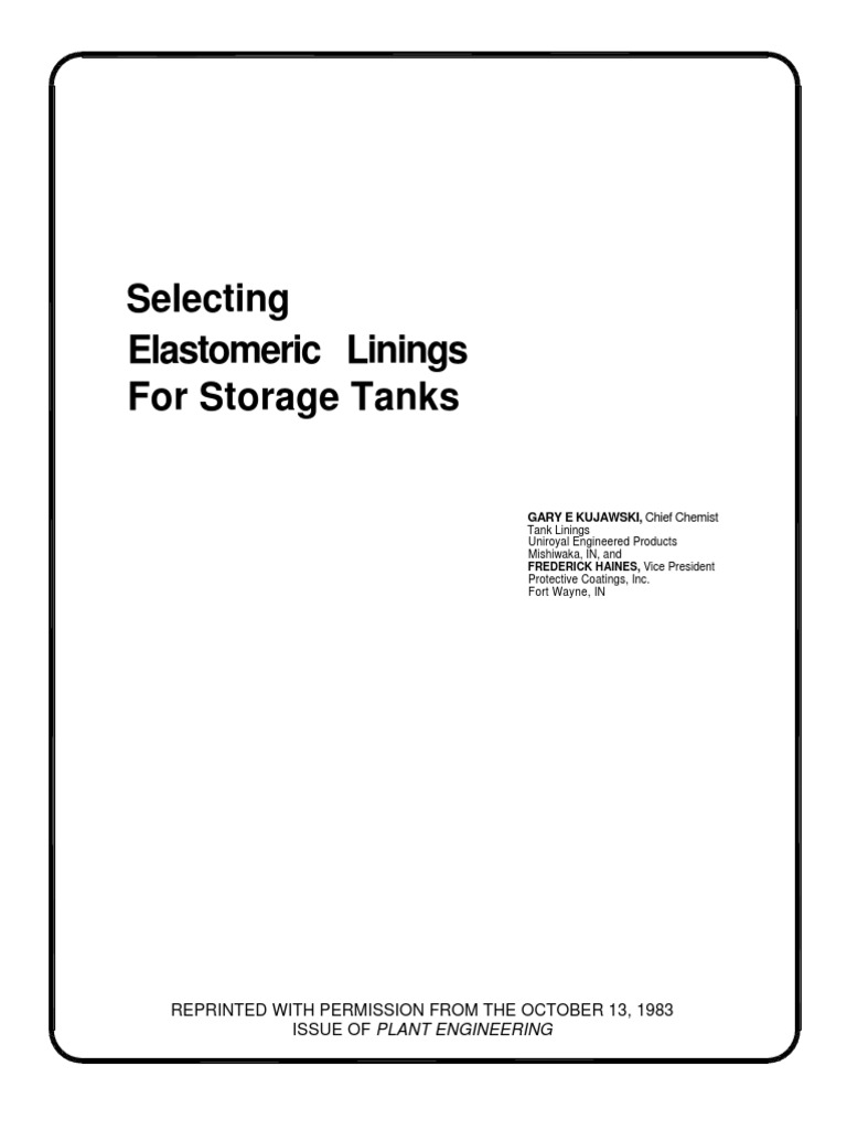 Selecting Elastomeric Linings For Storage Tanks | PDF | Natural Rubber ...
