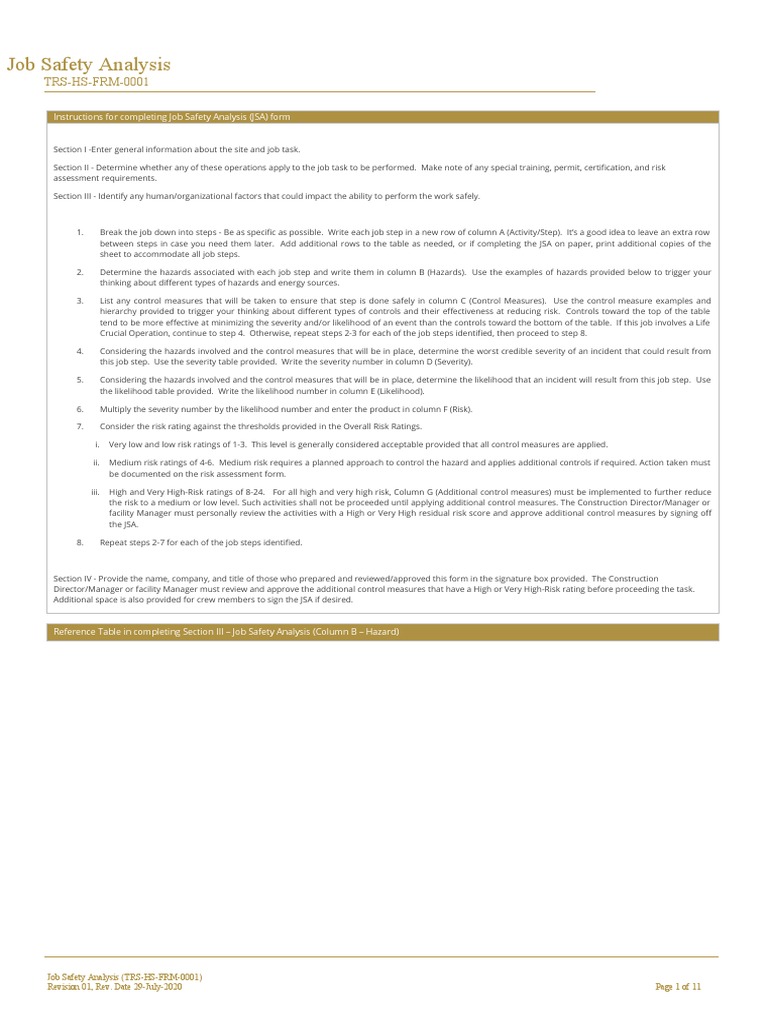 JSA For Elevator Installation | PDF | Safety | Nature