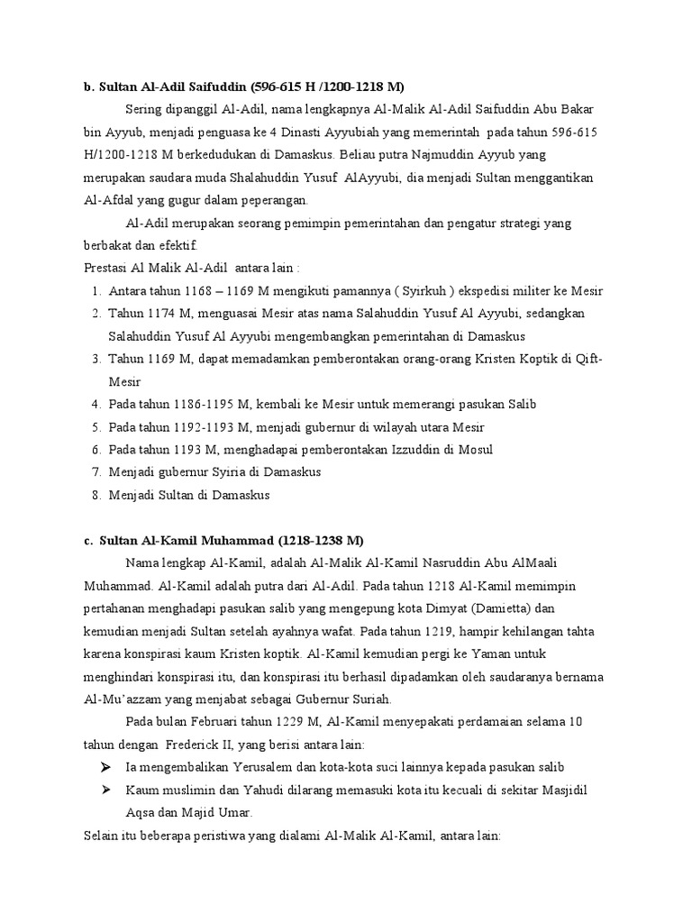 Biografi dan Prestasi Sultan Al-Adil | PDF