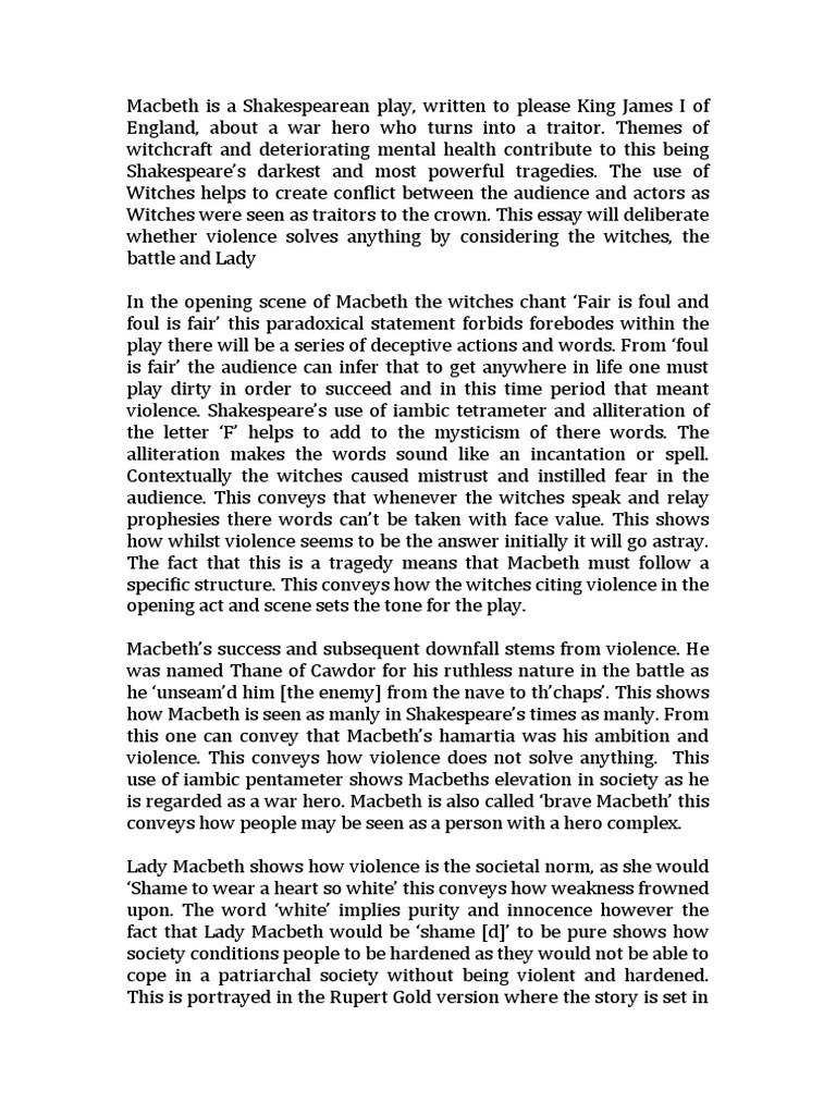 Violence Is Never The Answer | PDF | Macbeth | William Shakespeare