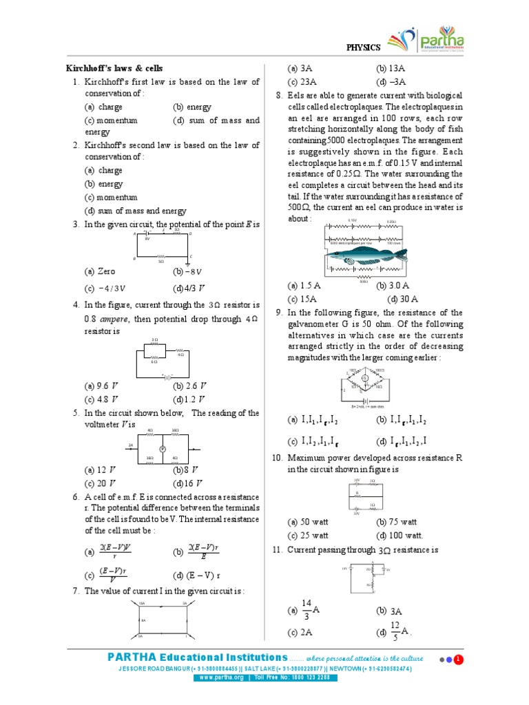 Electricity Kirchoff 2020 | PDF | Volt | Series And Parallel Circuits