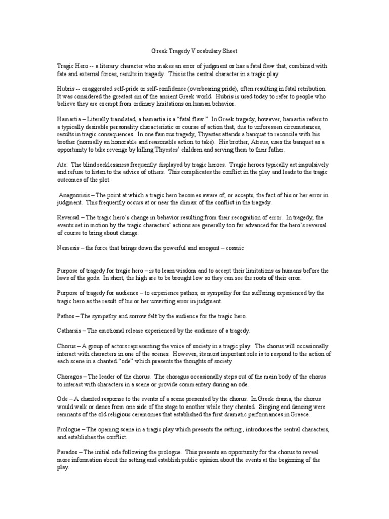 Greek Tragedy Terms Explained | PDF | Tragedy