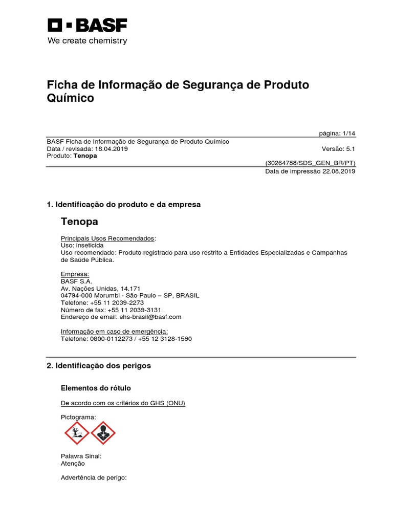 Ficha de Segurança do Inseticida Tenopa | PDF | Embalagem e rotulagem ...