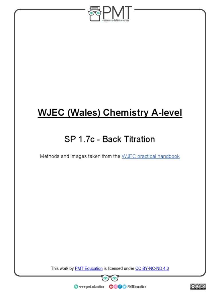 WJEC (Wales) Chemistry A-Level: SP 1.7c - Back Titration | PDF ...