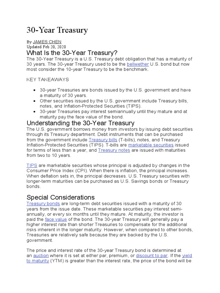 30 Year Treasury | PDF | United States Treasury Security | Bonds (Finance)