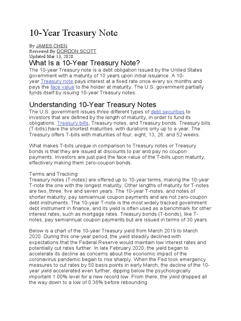 10 Years Treasury Note | PDF | United States Treasury Security | Bonds ...