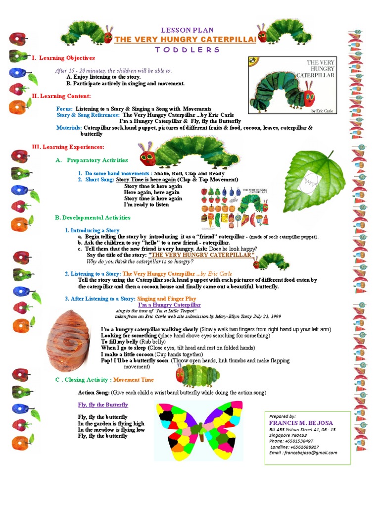 The Hungry Caterpilar Lesson Plan | Download Free PDF | Hand | Butterfly