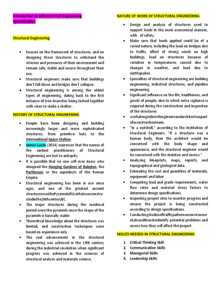Introduction To Different Civil Engineering Specialization | PDF ...