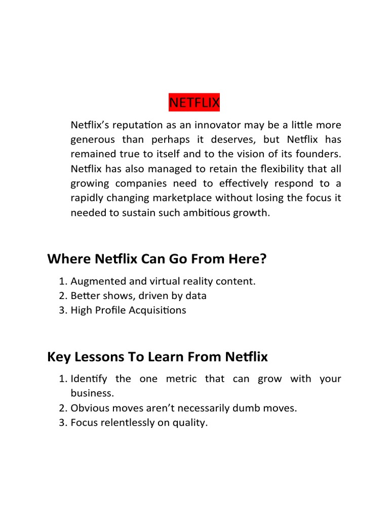 Netflix Future Plans | PDF