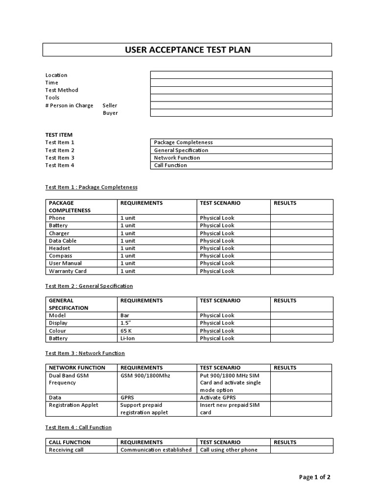 User Acceptance Test Plan Overview | PDF | Prepaid Mobile Phone ...