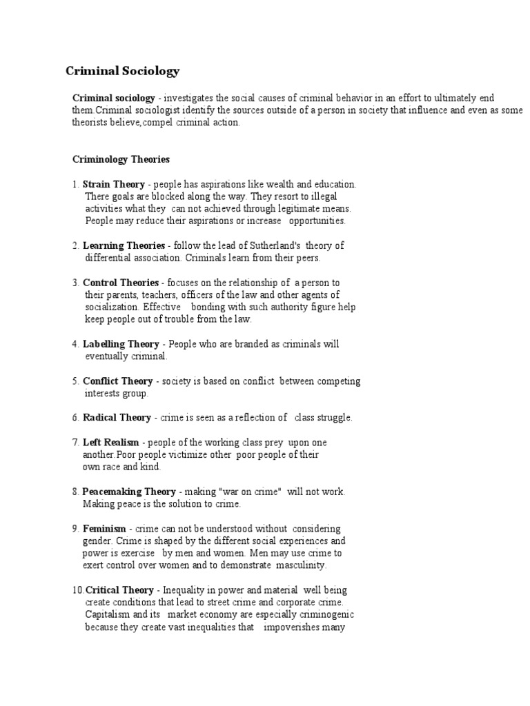 Criminal Sociology | PDF | Crime & Violence | Crime Thriller