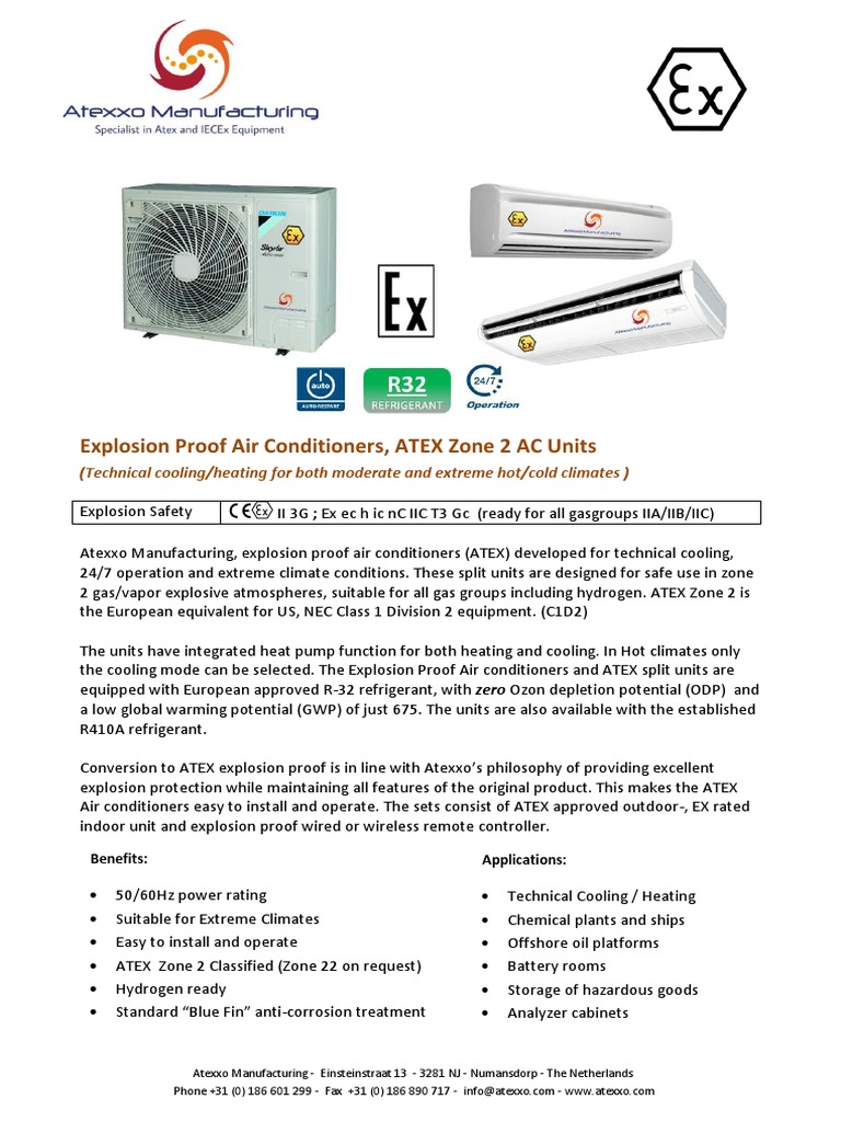 ATEX Zone 2 Explosion Proof AC Units | PDF | Air Conditioning | Heat ...