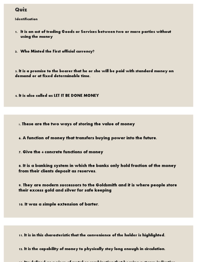 Quiz | PDF | Currency | Money