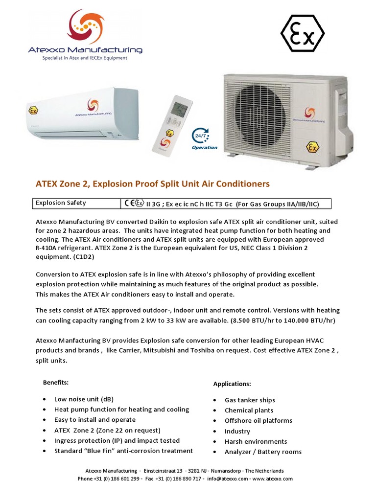 ATEX Zone 2, Explosion Proof Split Unit Air Conditioners: Refrigerant ...