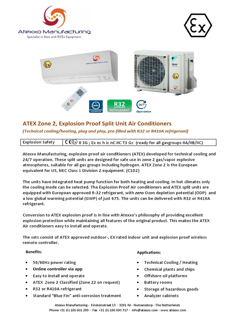 ATEX Zone 2, Explosion Proof Split Unit Air Conditioners | PDF | Air ...
