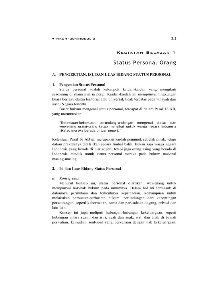 Status Personal Orang | PDF