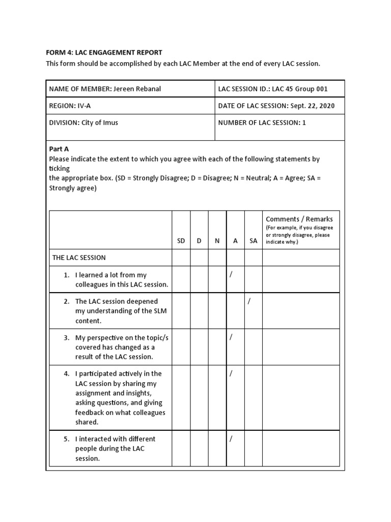 Form 4. LAC Engagement Report | PDF