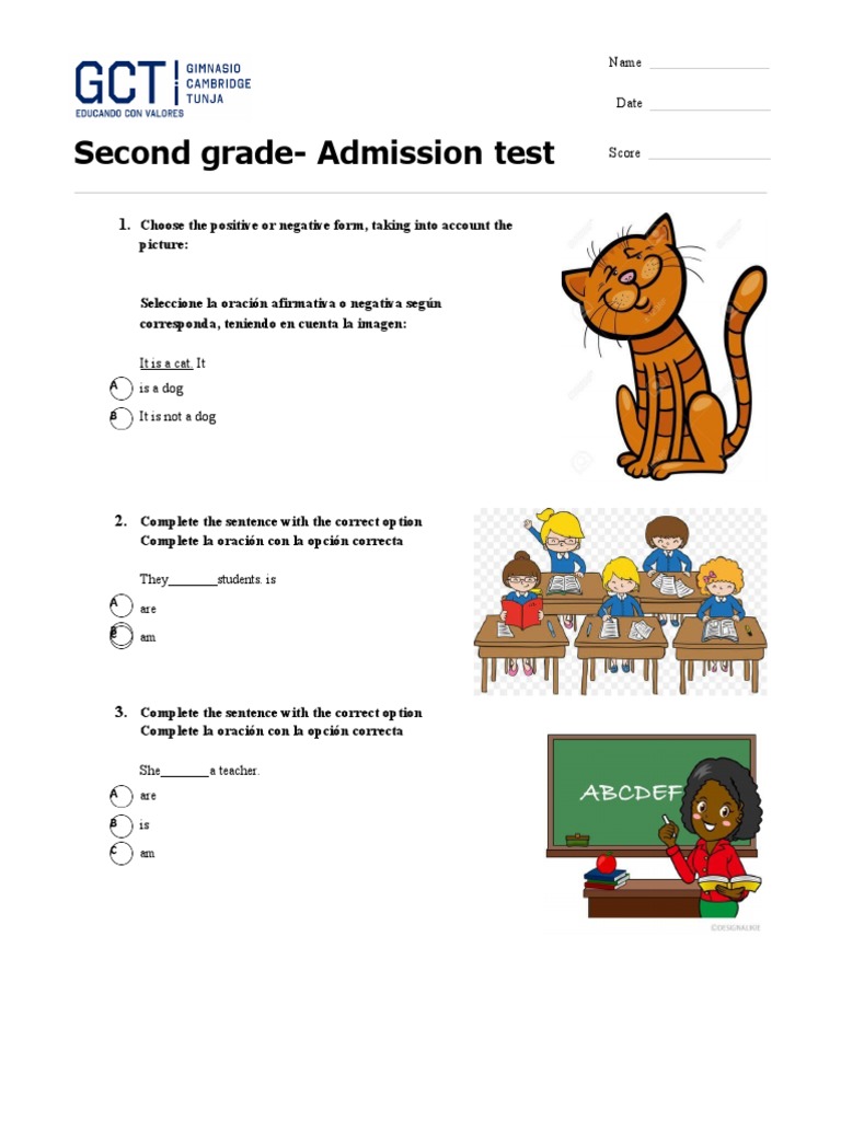 Prueba de Admisión Segundo Grado | PDF | Idiomas