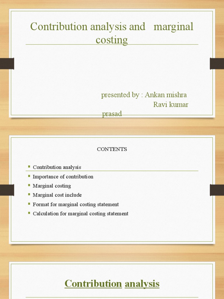 Contribution Analysis And Marginal Costing Download Free Pdf Business