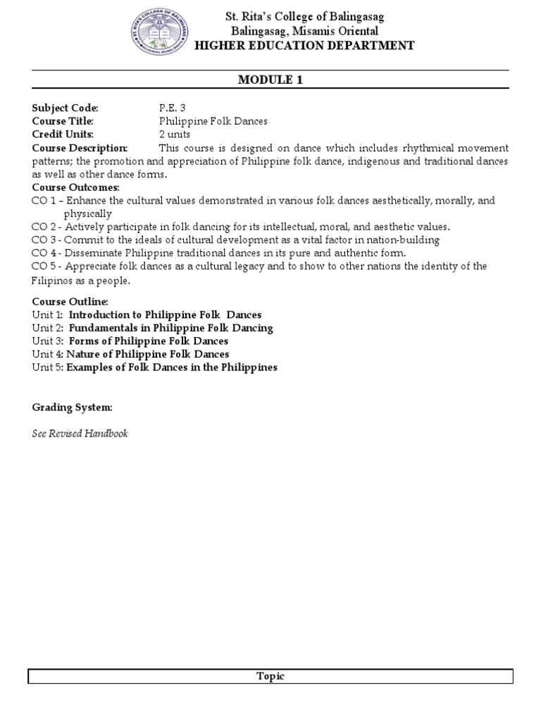 Higher Education Department: Subject Code: Course Title: Credit Units ...