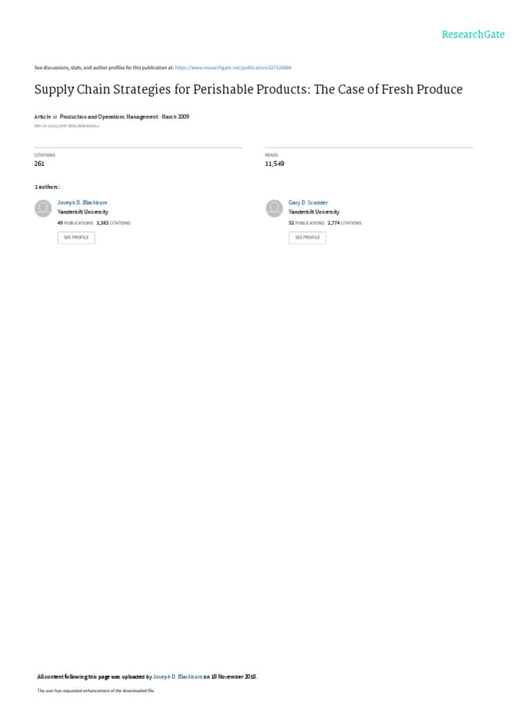 Supply Chain Strategies For Perishable Products TH | PDF | Supply Chain ...