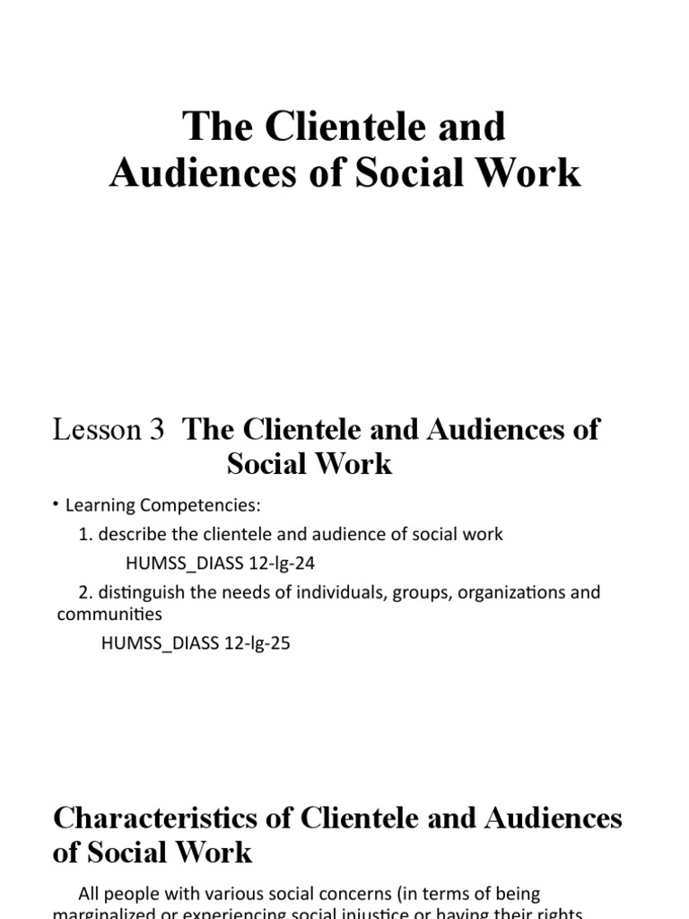 The Clientele and Audiences of Social Work | PDF | Social Work | Employment