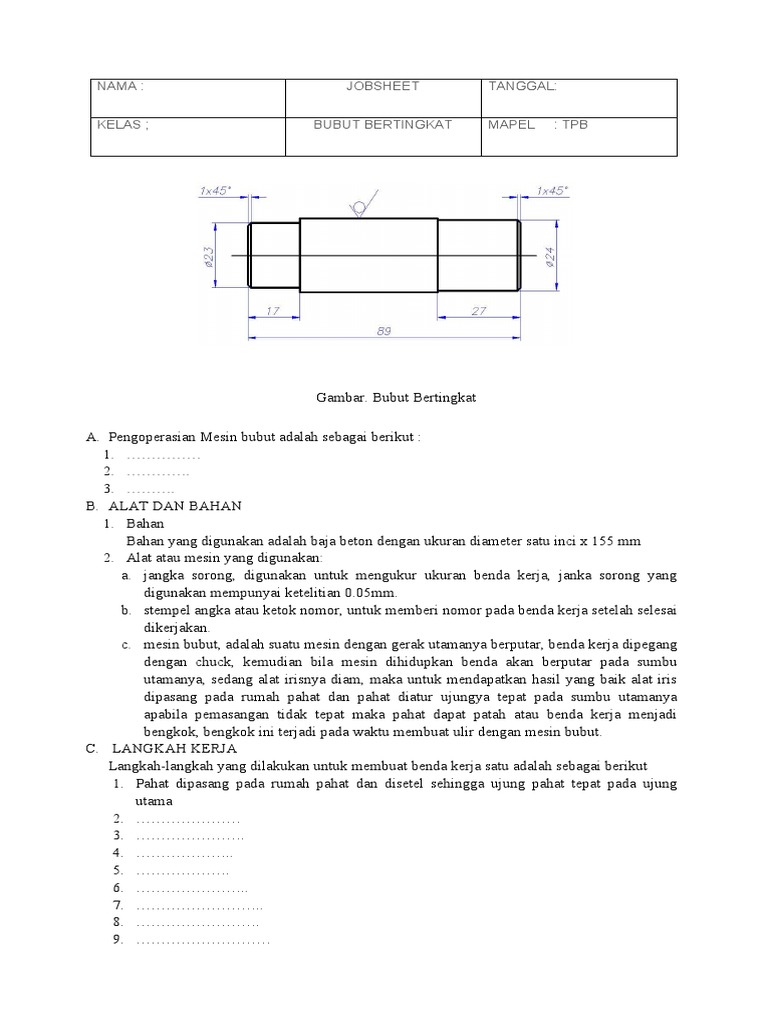 Jobsheet Bubut Bertingkat | PDF