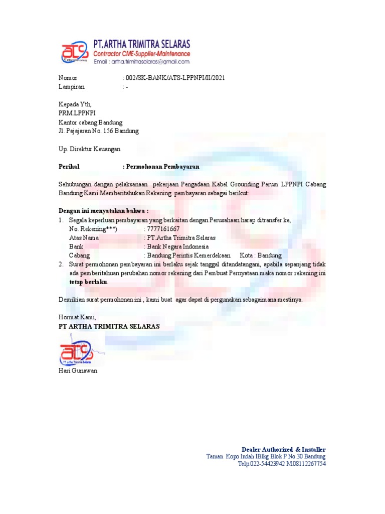 Surat Keterangan Bank BNI | PDF