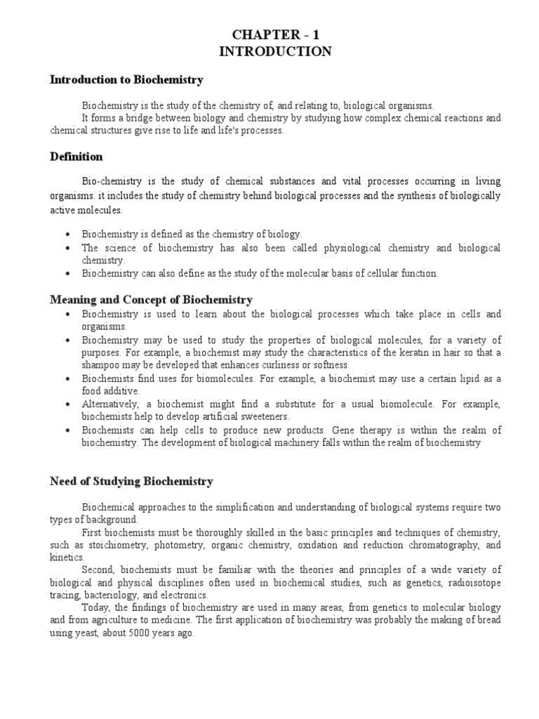 Chapter - 1: Introduction To Biochemistry | PDF | Cell Nucleus | Cell ...