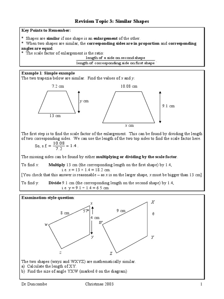 Similar Shapes: Finding Missing Sides and Angles of Similar Figures ...