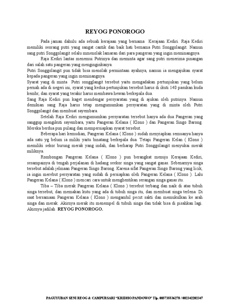 Sinopsis Reyog Ponorogo | PDF