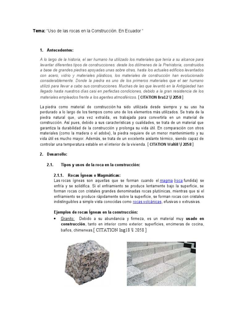 Uso Rocas | PDF | Roca (geología) | Roca ígnea