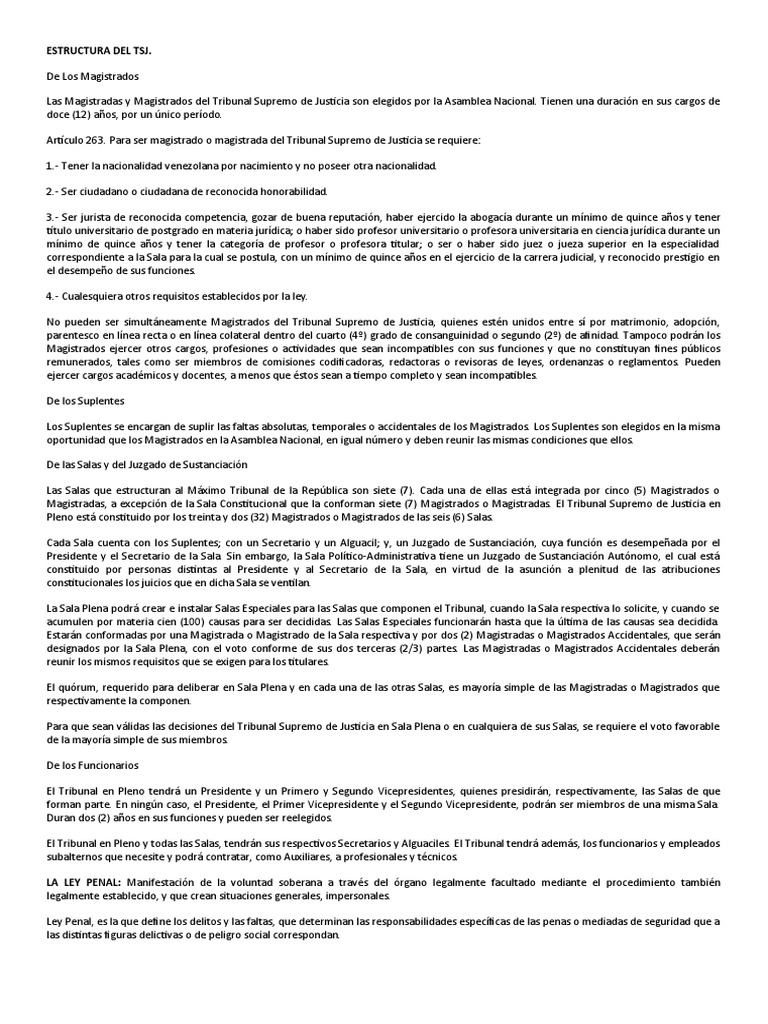 Estructura Del TSJ | PDF | Derecho penal | Separación de poderes
