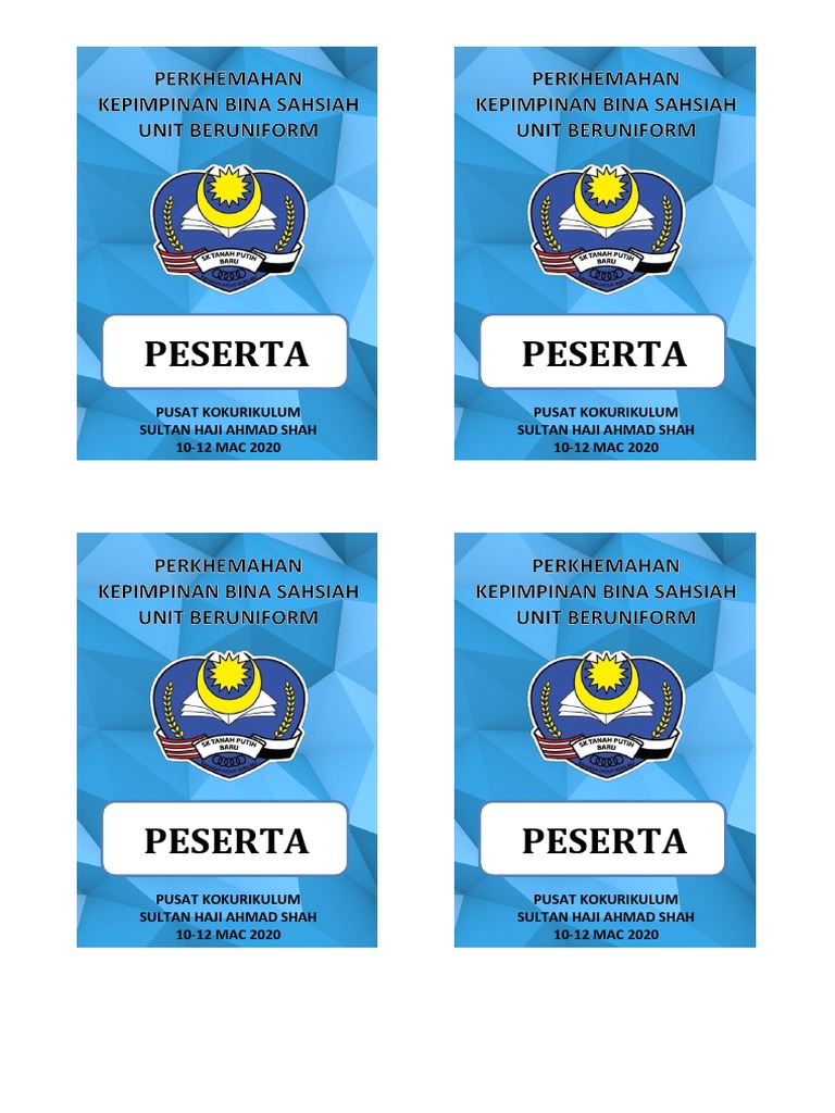 Tag Nama Peserta Perkhemahan 2020 | PDF | Karier & Perkembangan | Bisnis