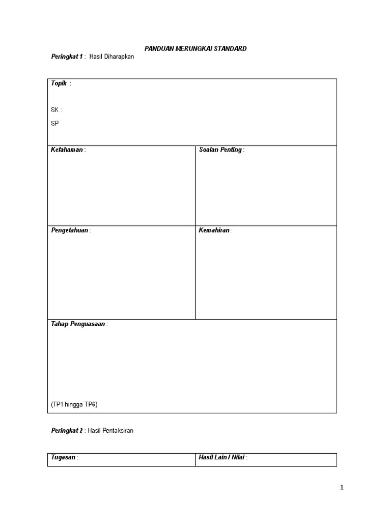 Template Panduan Merungkai Standard | PDF
