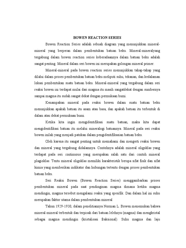 Bowen Reaction Series | PDF
