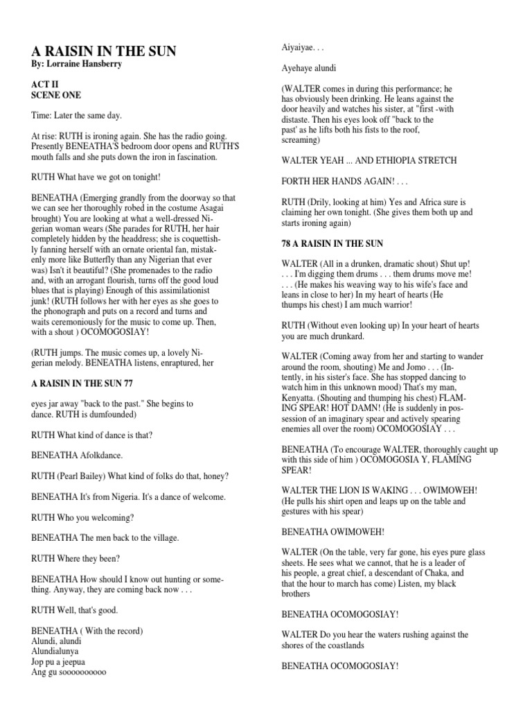 A Raisin in The Sun Act Iipdf | PDF | Entertainment (General)