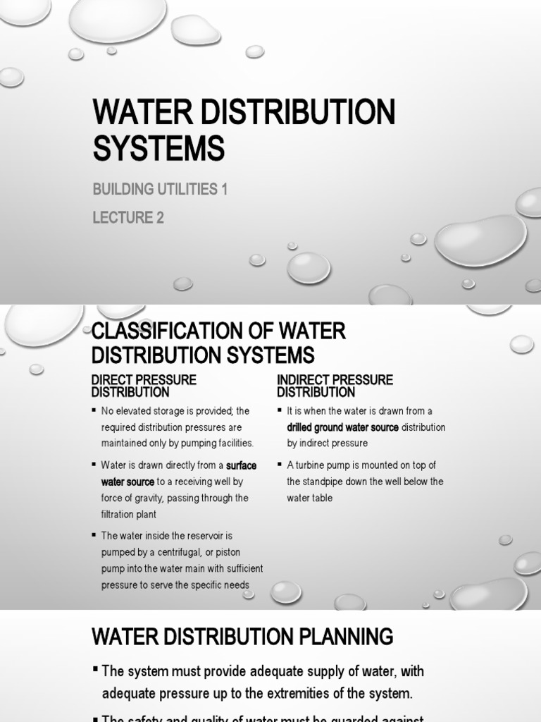 BUILDING UTILITIES 1 Module 1 Lecture 2 Water Distribution Revised 2020 ...