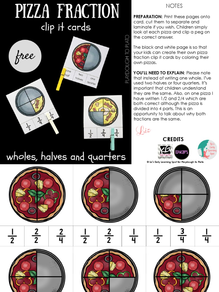 Pizza Fraction Clip Cards | PDF | Cooking, Food & Wine