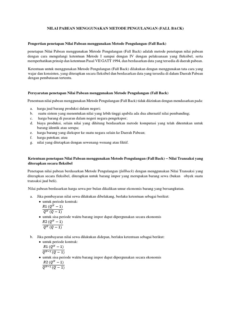 Nilai Pabean Menggunakan Metode Pengulangan | PDF
