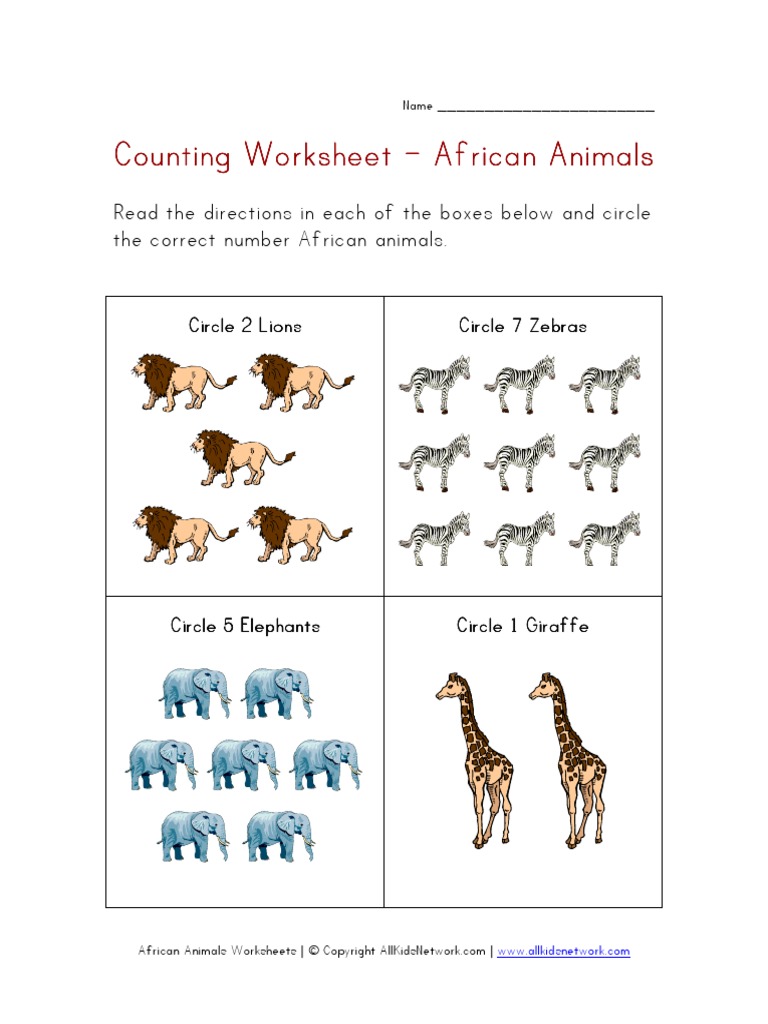 African Animals Worksheet | PDF