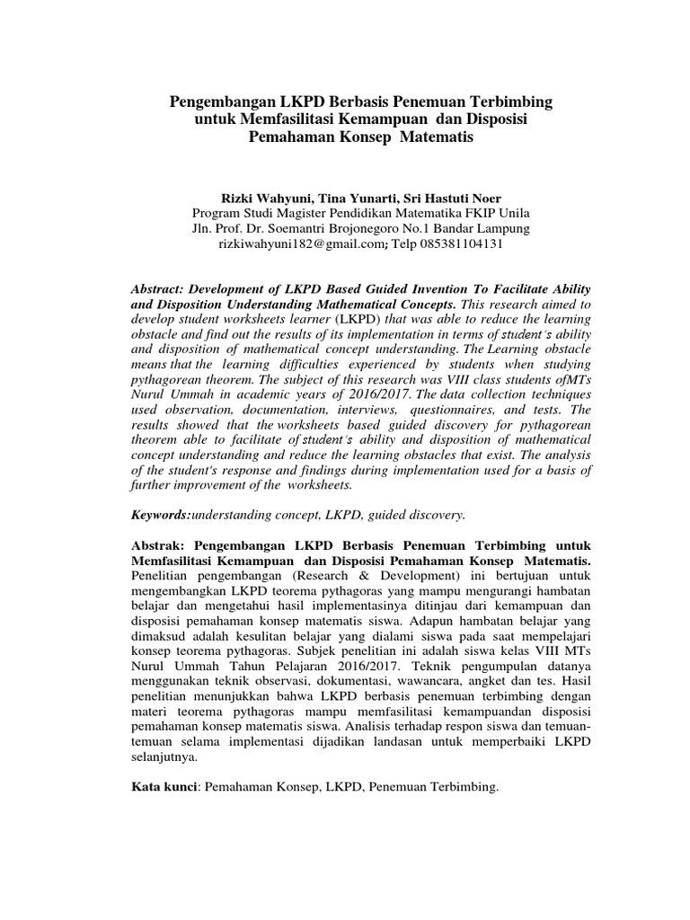 ARTIKEL-PENGEMBANGAN LKPD-penemuan Terbimbing Pemahaman Konsep | PDF