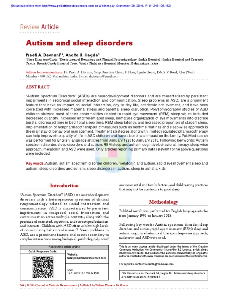 Autism and Sleep Disorders | PDF | Autism Spectrum | Sleep